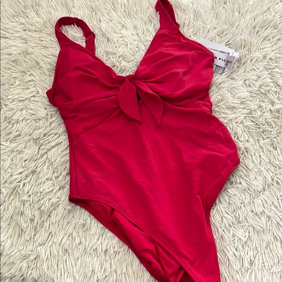 Robin Piccone | Swim | Robin Piccone Ava Plunge Neck Tiefront One Piece ...